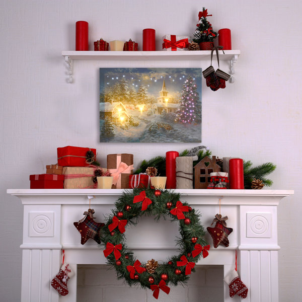 LumaBase Battery-Operated Lighted Wall Art - Winter Village | Wayfair